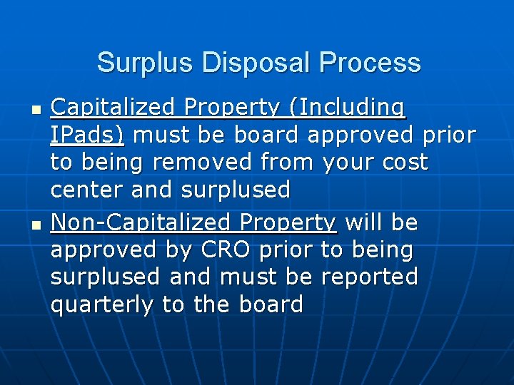 An Overview of Surplus roperty Disposition Surplus Disposal