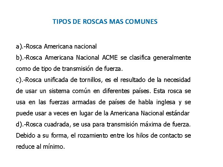 UNIDAD III Medicin verificacin y tolerancia de roscas