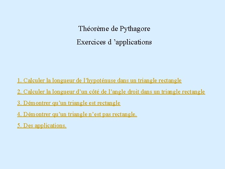 Thorme de Pythagore Exercices d applications 1 Calculer