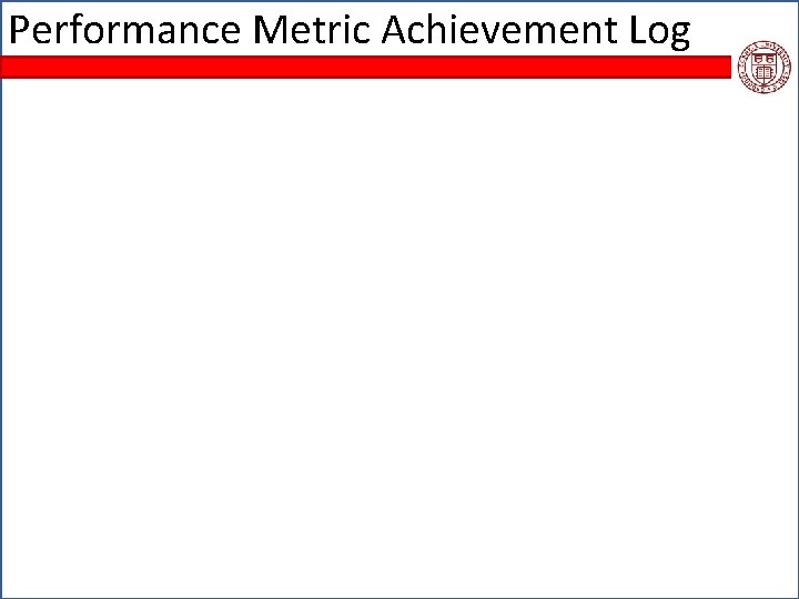 Performance Metric Achievement Log 21 t O ct
