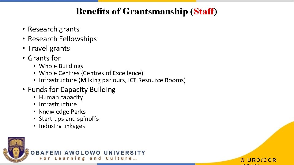 GRANTSMANSHIP AND CAPACITY BUILDING IN HIGHER EDUCATION INSTITUTIONS