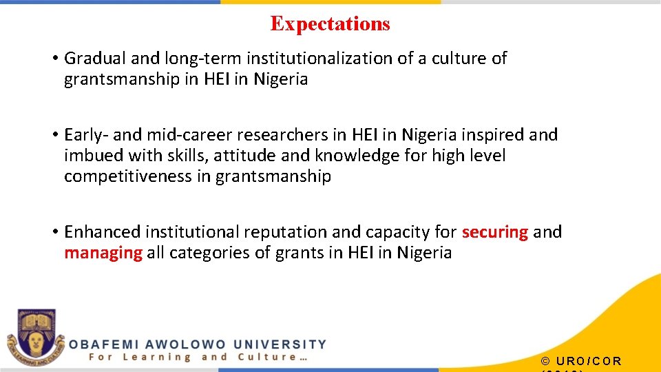 GRANTSMANSHIP AND CAPACITY BUILDING IN HIGHER EDUCATION INSTITUTIONS