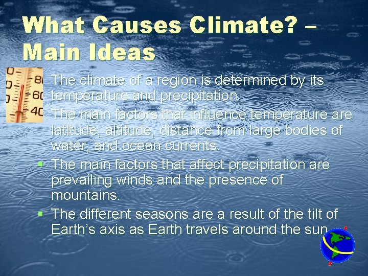 Climate and Climate Change What Causes Climate Vocabulary