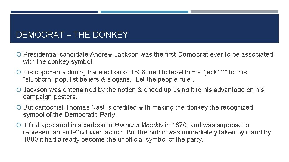 POLITICAL PARTIES CONVENTIONS WHAT DO THESE SYMBOLS REPRESENT