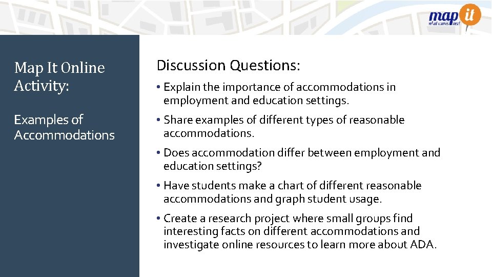 Accommodations Learning Objectives Students can explain the relationship