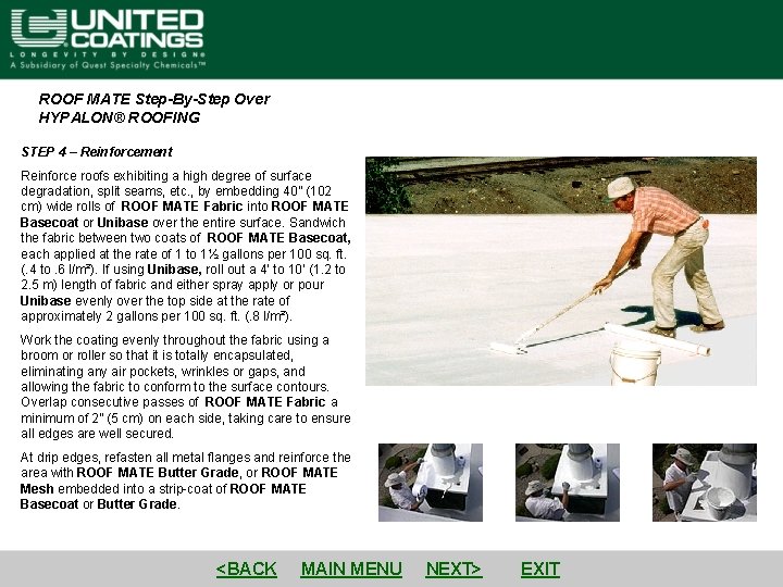 ROOF MATE StepByStep Application Over HYPALON ROOFING List