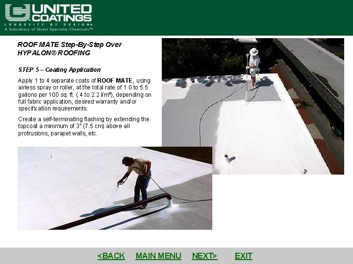 ROOF MATE StepByStep Application Over HYPALON ROOFING List