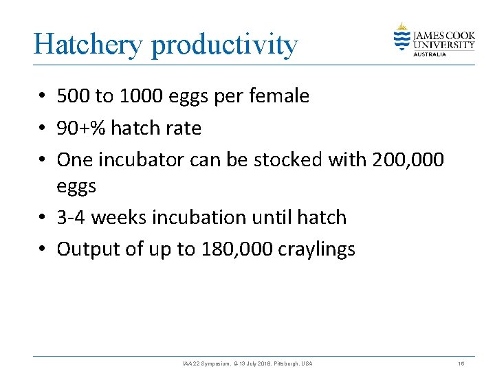 Redclaw Crayfish Hatchery Development of mass production hatchery