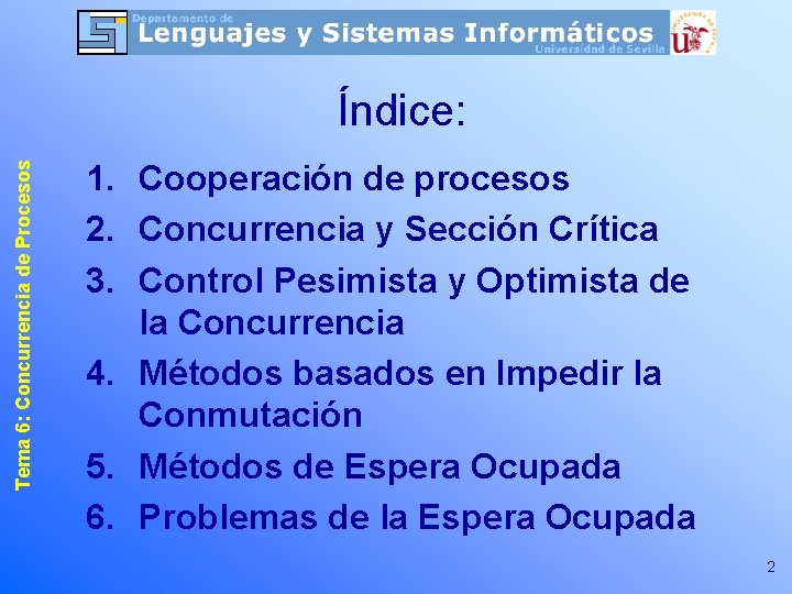 Sistemas Operativos Tema 6 Concurrencia de Procesos 1