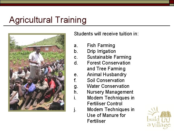 Build a Village that will build a nation