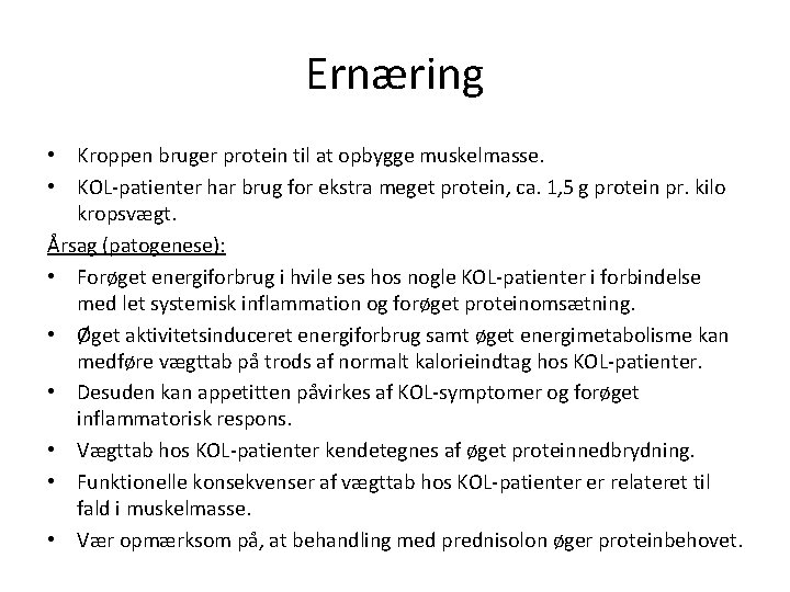 Respiration og kol Definition respiration Respirationen er den