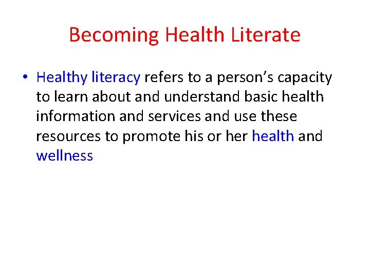 Chapter One Lesson One Your Health and Wellness