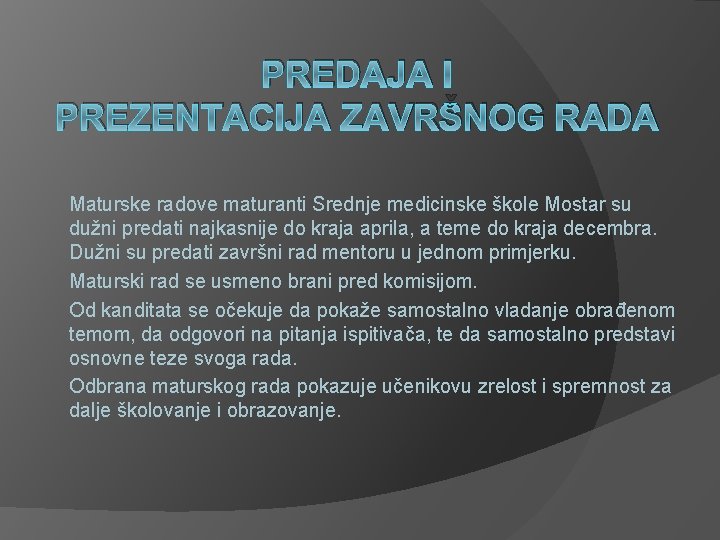 MATURSKI RAD KAKO NAPISATI MATURSKI RAD DEFINICIJA Zavrni