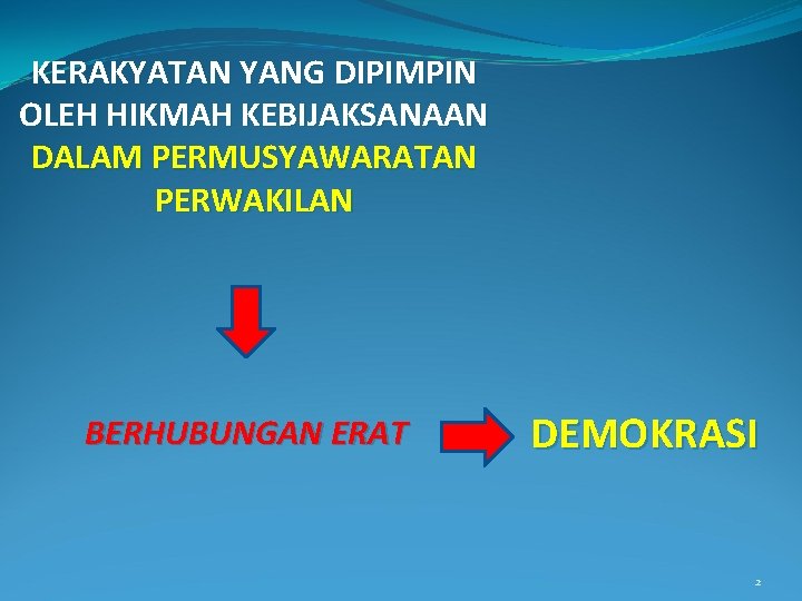 KERAKYATAN YANG DIPIMPIN OLEH HIKMAH KEBIJAKSANAAN DALAM PERMUSYAWARATAN