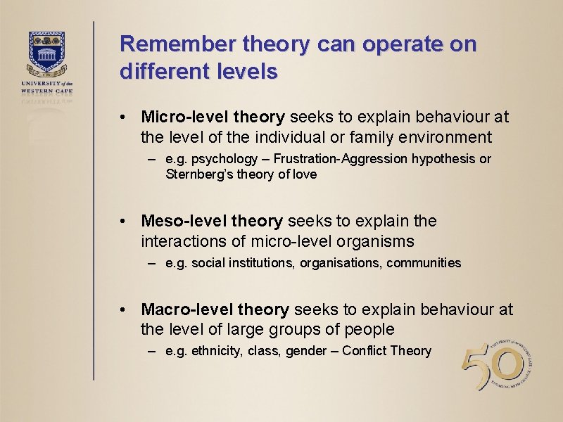 The role of theory in research Prof Brian