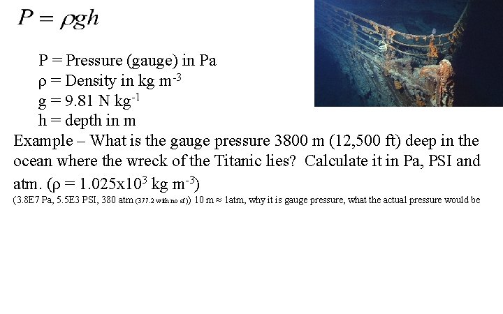 Hydrostatic Pressure Contents How to calculate Whiteboards Pressure