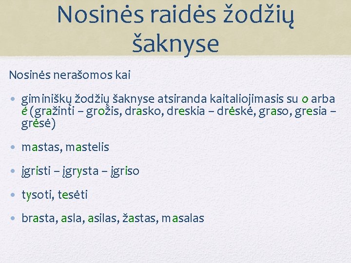 Raybos taisykls Kartojimo pamoka Ig klasei Nosins raids