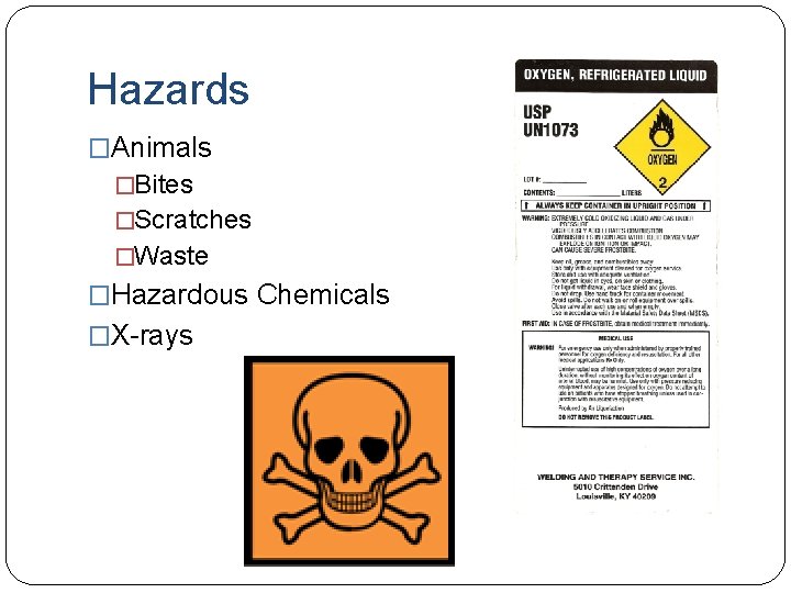 Introduction to Vet Science Safety Sanitation Objectives GOAL