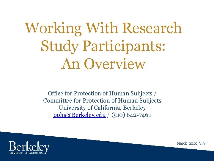 Working With Research Study Participants An Overview Office