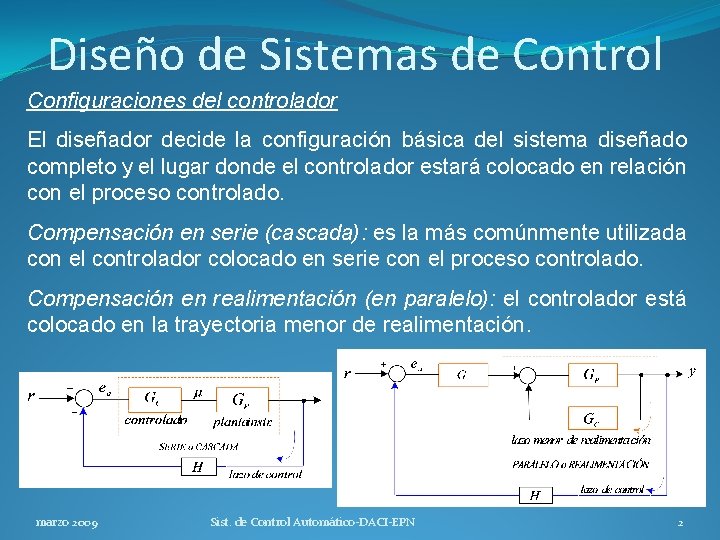 Diseo de Sistemas de Control Introduccin Todos los