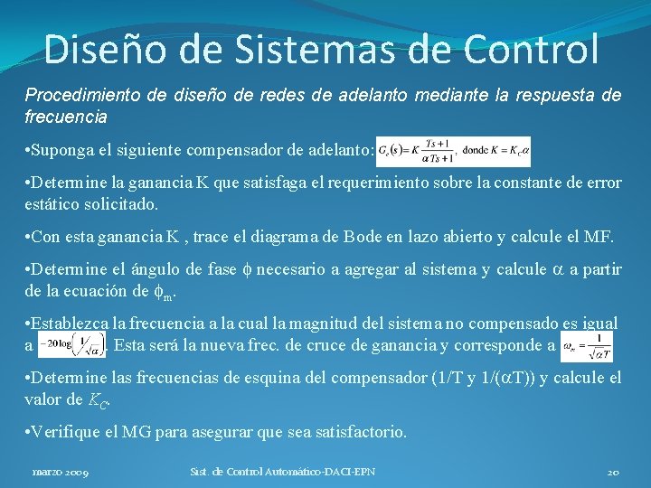 Diseo de Sistemas de Control Introduccin Todos los