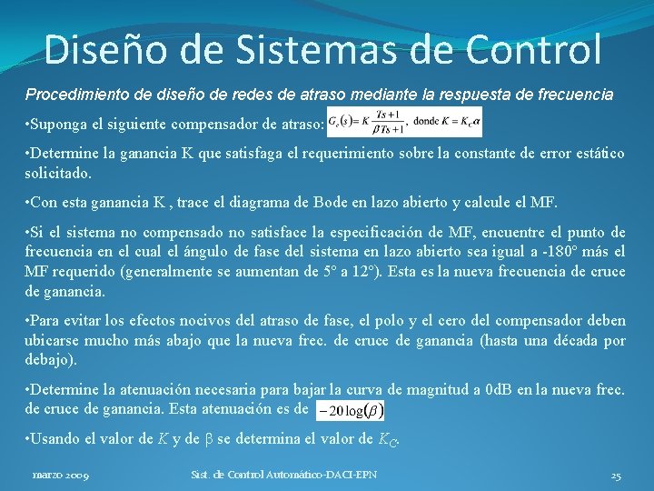 Diseo de Sistemas de Control Introduccin Todos los