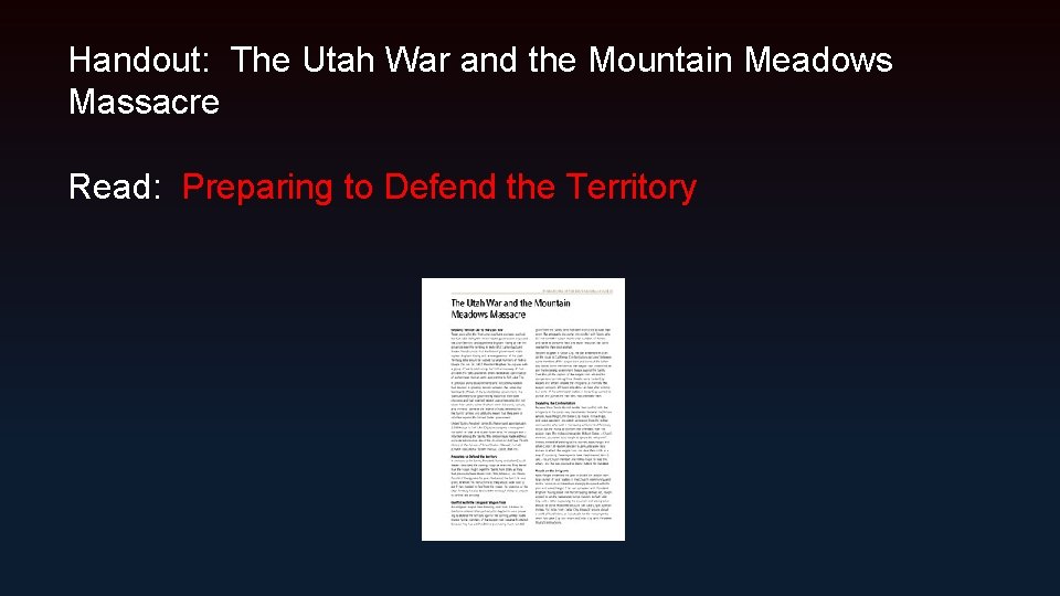 The Utah War The Mountain Meadows Massacre Lesson