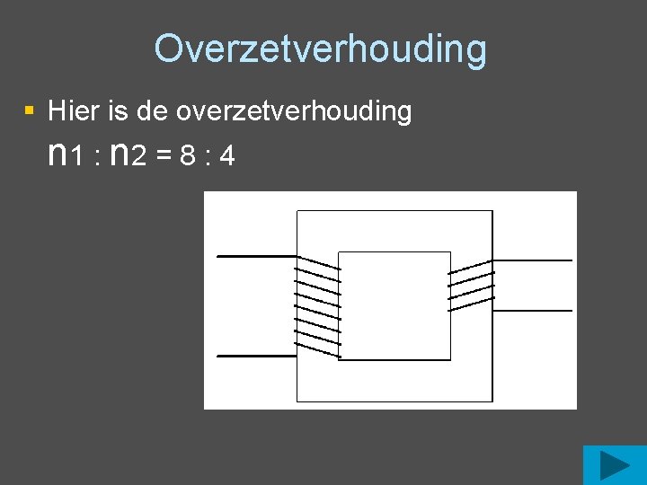 Rekenen aan de transformator Klik op het onderdeel