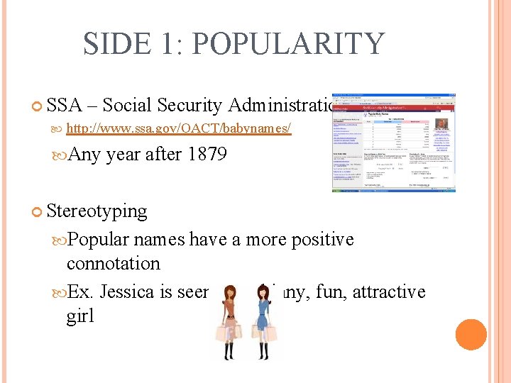 POPULARITY VS ASSOCIATION NAME CONNOTATION By Cathy A