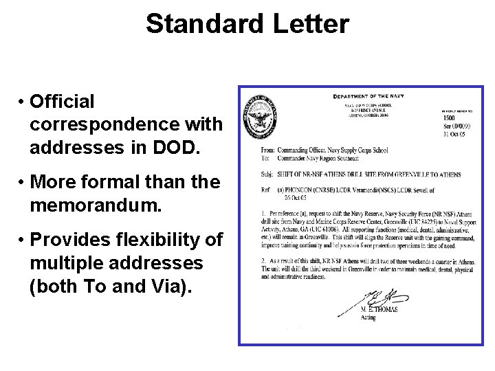 NAVAL CORRESPONDENCE Topic 10 1 TERMINAL OBJECTIVES 31