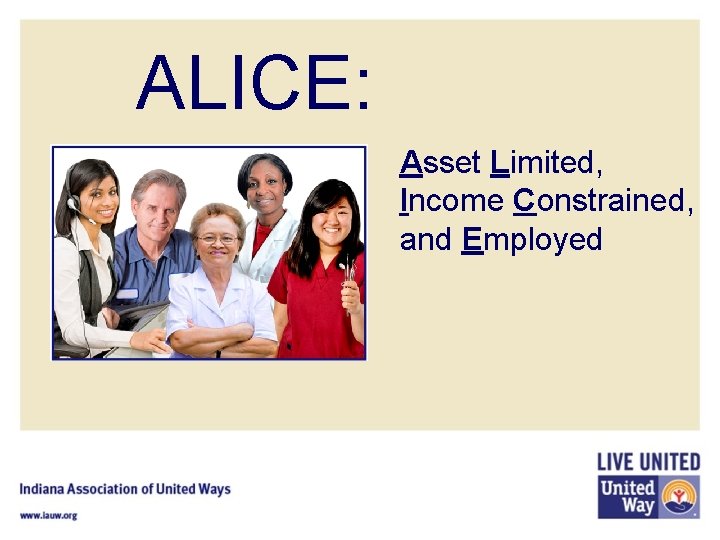 Introducing ALICE to Your Community ALICE Asset Limited