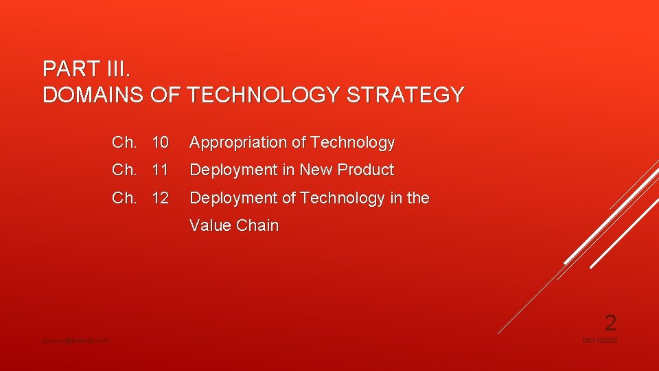 PART III DOMAINS OF TECHNOLOGY STRATEGY PART III