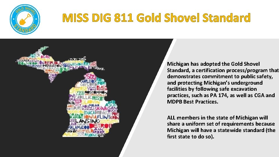 MISS DIG 811 Gold Shovel Standard GSS WWW