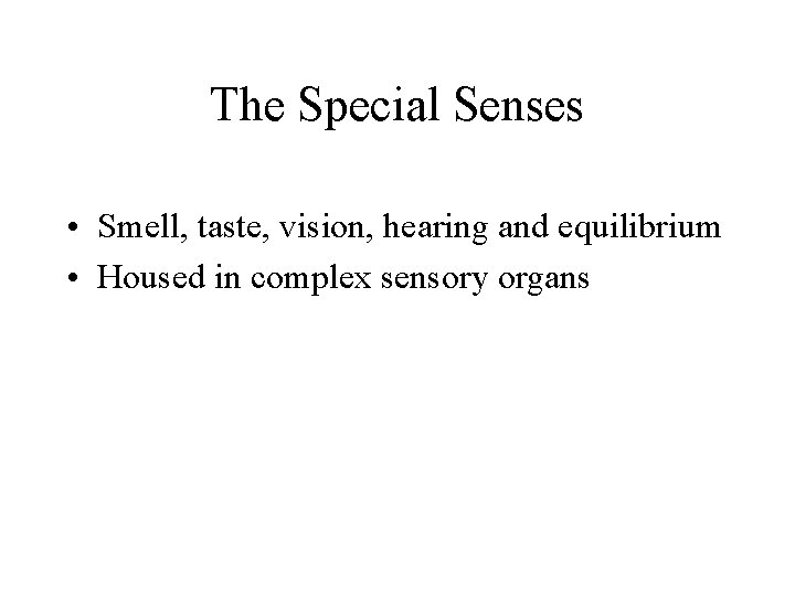 The Special Senses Smell taste vision hearing and