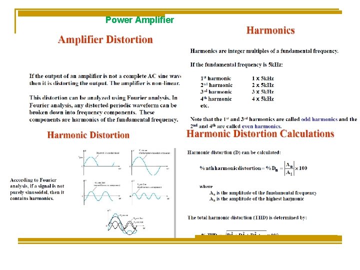 n Power Amplifiers Power Amplifier Definitions In smallsignal