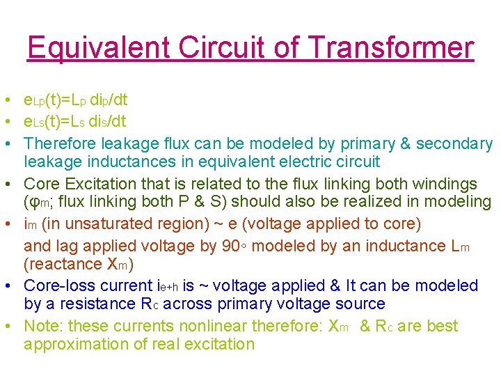 ENERGY CONVERSION ONE Course 25741 Chapter Two TRANSFORMERS