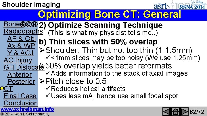 Shoulder Imaging Optimizing Bone CT General Bones S