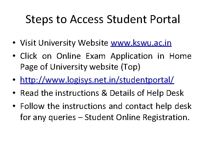 PPT on University Online Student Portal University Website