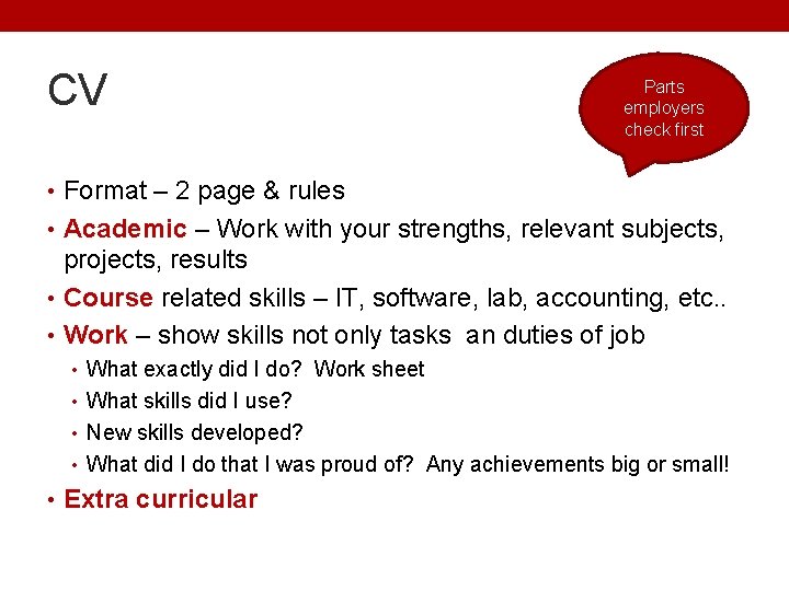 PUT YOUR CV TO WORK FOR YOU Effective