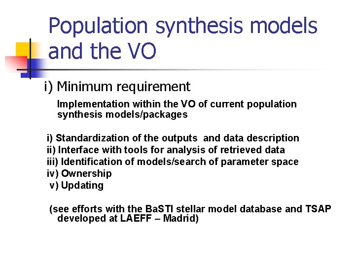 Population synthesis models and the VO Stellar population