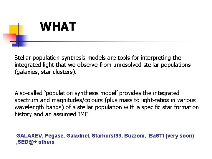 Population synthesis models and the VO Stellar population