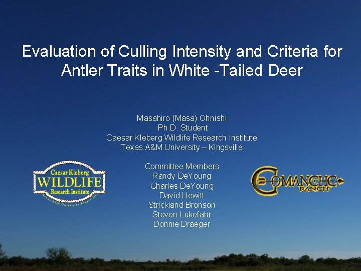 Evaluation of Culling Intensity and Criteria for Antler