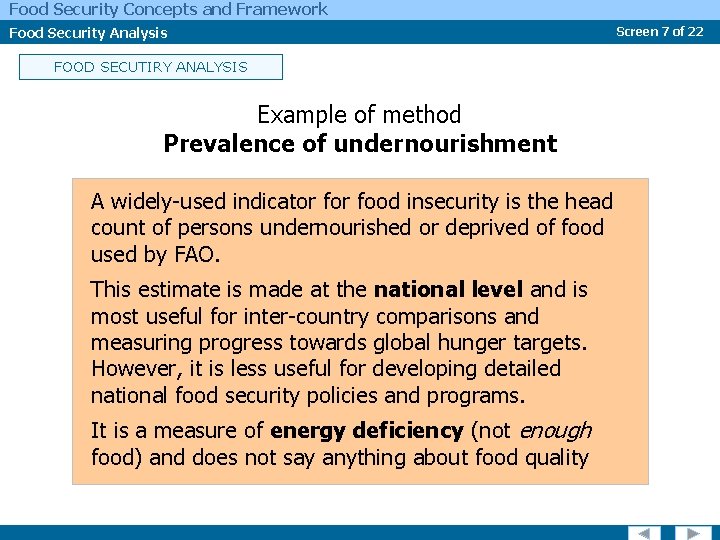 Food Security Concepts and Framework Food Security Analysis