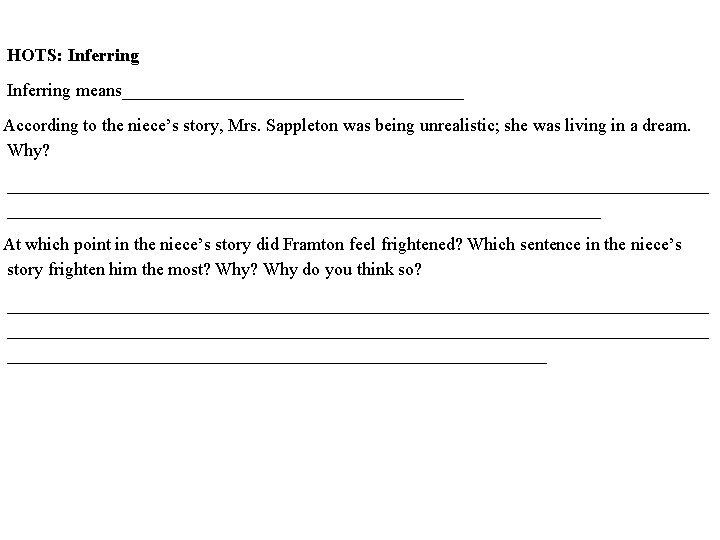 The Open Window by Saki Look at the