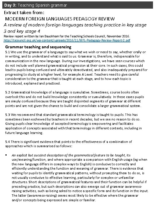 Day 3 Teaching Spanish grammar Extract taken from