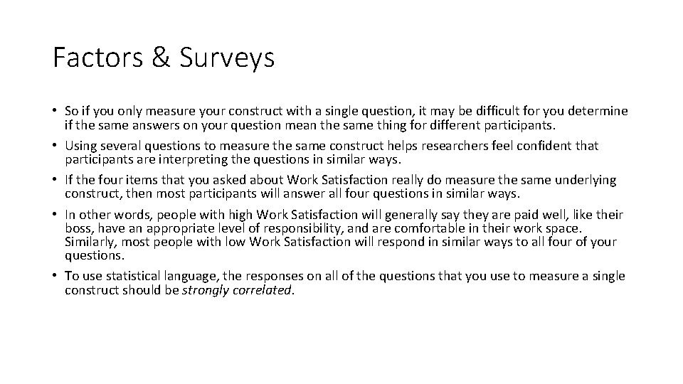 Factor Analysis Exploratory Factor Analysis What we will