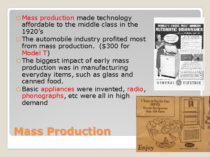 Consumerism in the 1920s Consumerism theory that an