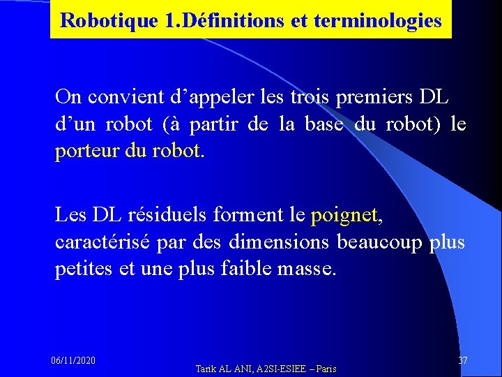Introduction la robotique Partie 1 Dfinitions et terminologies