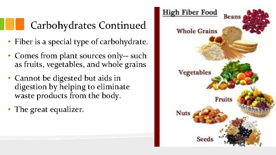Essential Nutrients Carbohydrates The bodys main source of