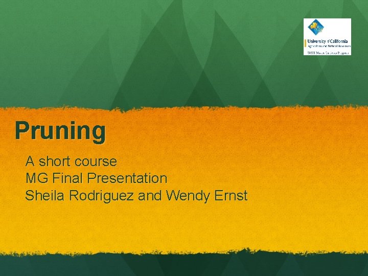 Pruning A short course MG Final Presentation Sheila